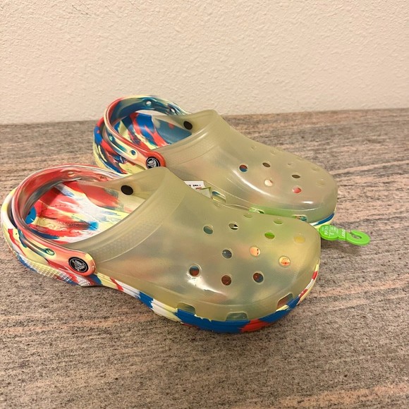 CROCS | Shoes | Crocs Shoes Classic Translucent Marble Tie Dye Clogs ...
